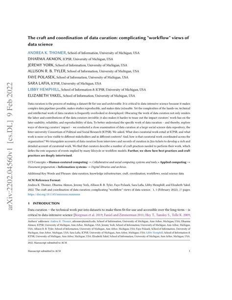 The Craft And Coordination Of Data Curation Complicating Workflow