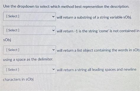 Solved Use The Dropdown To Select Which Method Best