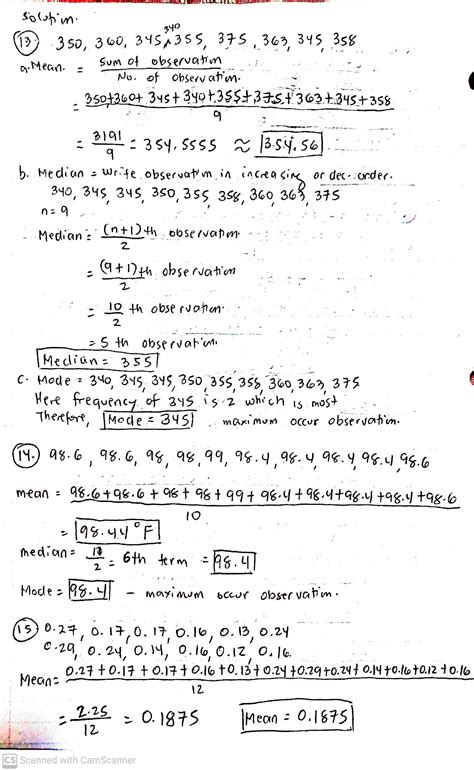 Solved 13 18 Mean Median And Mode Compute The Mean Median And Mode Of The Following Data