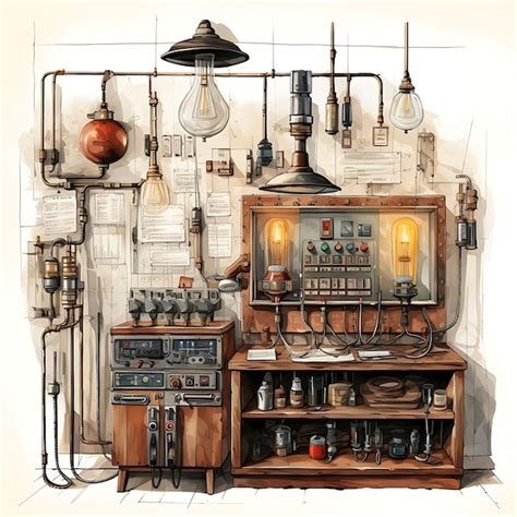 Premium AI Image Watercolor Electricians Room With Electrical Tools