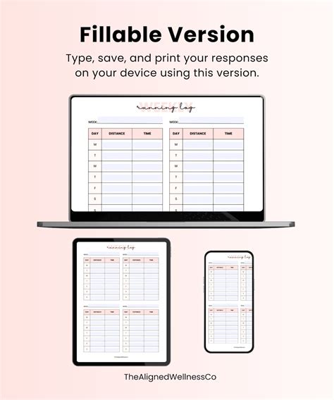 Running Log Printable Digital Template Daily Monthly Weekly Cardio Training Log Running