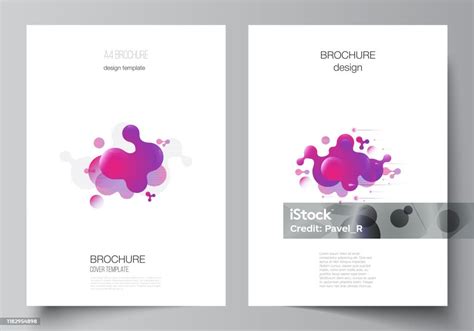 A4 형식의 벡터 레이아웃 현대 표지 모형 브로셔 잡지 전단지 소책자 연례 보고서에 대한 템플릿을 디자인합니다 유체 그라데이션 액체 분홍색 색 기하학적 요소와 배경 0명에