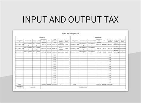 Input And Output Tax Excel Template And Google Sheets File For Free Download Slidesdocs