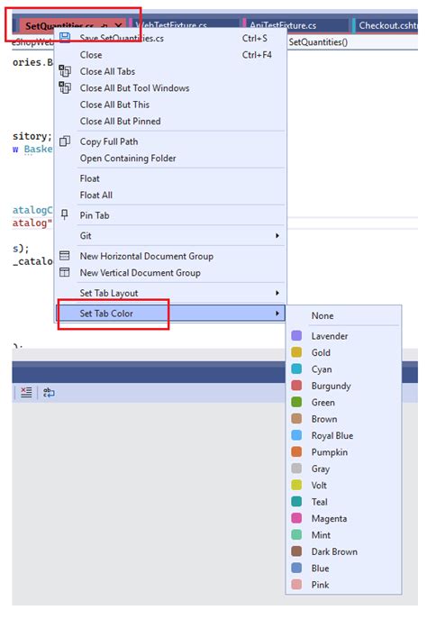 Set Visual Studio Tab Colours In Visual Studio 2022