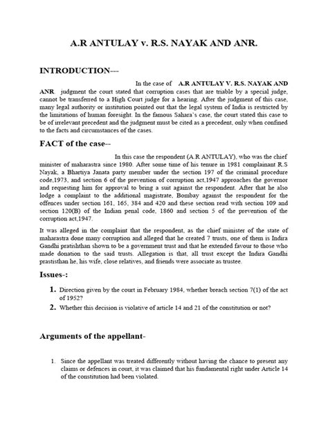 a r antulay v r s nayak and anr pdf criminal procedure in south