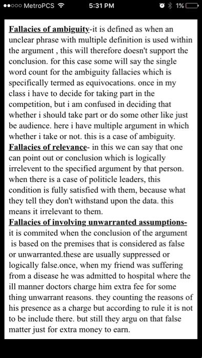 Solved Fallacies Of Ambiguity It Is Defined As When An Chegg Com
