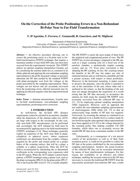 Pdf On The Correction Of The Probe Positioning Errors In A Non Redundant Bi Polar Near To Far