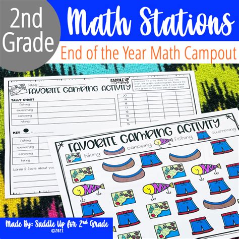 May Math Activities And End Of The Year Review Centers For 2nd Grade Camping Day Activities