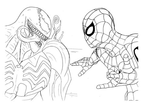 Venom And Spiderman Colouring Pages