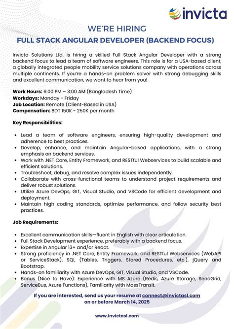 Remotejobs Angulardeveloper Fullstackdeveloper Softwareengineering Invicta Solutions Ltd