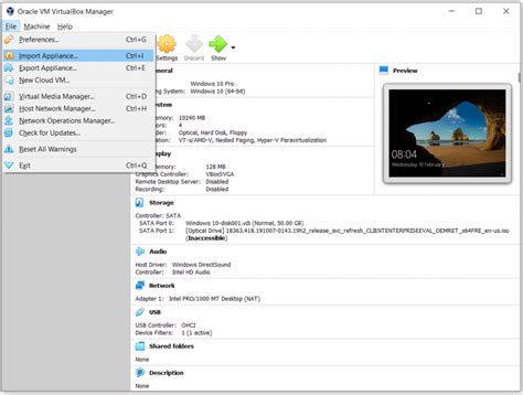export and import vms on oracle vm virtualbox