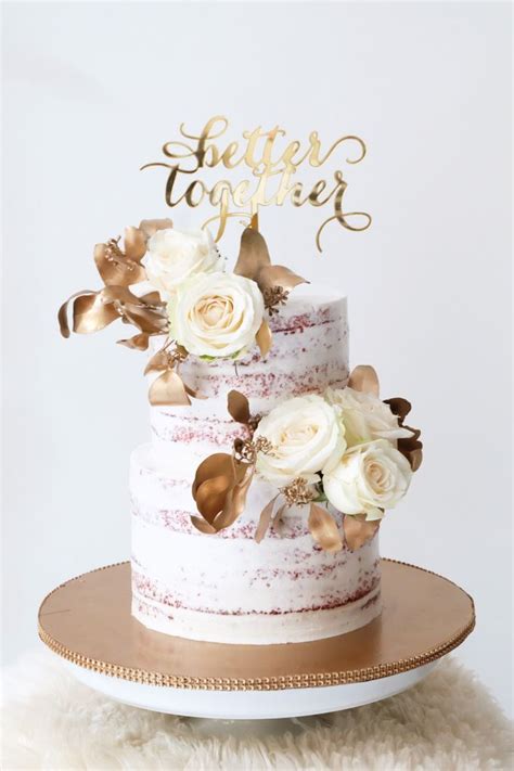Two Tiered Red Velvet Semi Naked Cake With White And Gold Theme By KAIA
