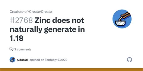 Zinc Does Not Naturally Generate In 118 · Issue 2768 · Creators Of