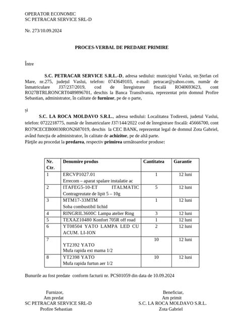 Pv Predare Primire Pdf