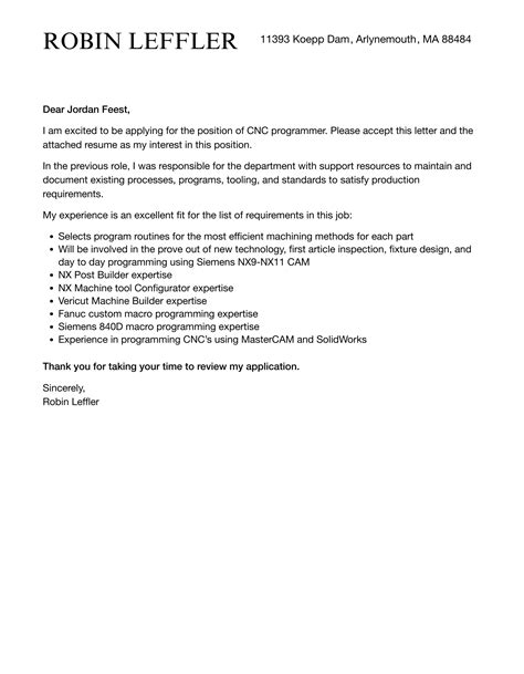 Cnc Programmer Cover Letter Velvet Jobs