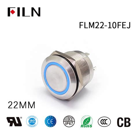 22mm 220 Vac Switch Button 4 Pin 10a Blue Push Button Switch