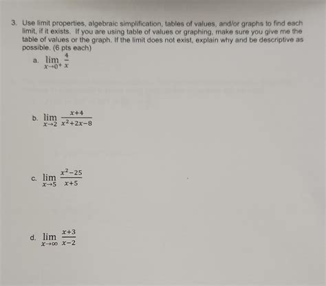 Solved 3 Use Limit Properties Algebraic Simplification