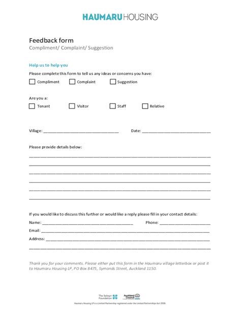 Fillable Online Compliment Complaint Suggestion Fax Email Print