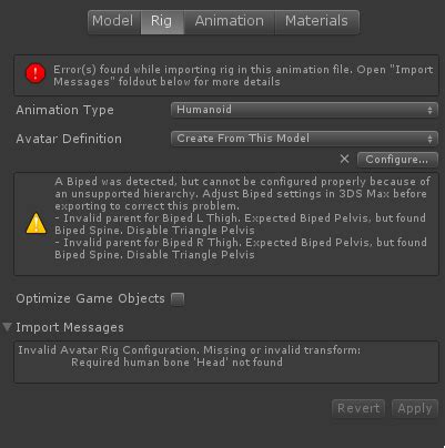 Issues Importing Biped Character From Max Unity Engine Unity Discussions