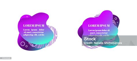 추상 유체 그라데이션 모양 세트 트렌디 한 네온 블루 바이올렛 시안 색상 웹 배너 전단지에 대한 디자인 요소로 유용합니다 텍스트에 적용할 수 있는 격리된 흰색 배경입니다