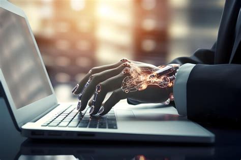 Premium Photo A Human Hand Is Typing On A Laptop With The Hands