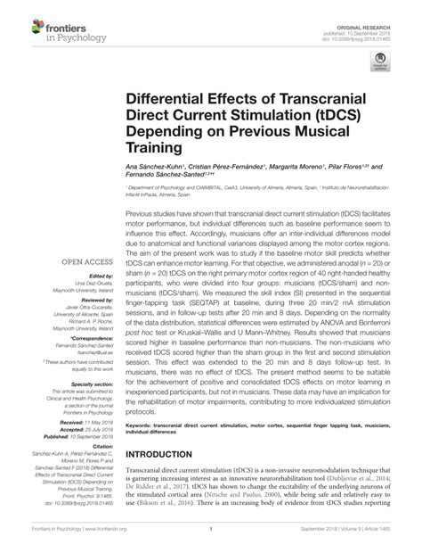 Pdf Differential Effects Of Transcranial Direct Current Stimulation