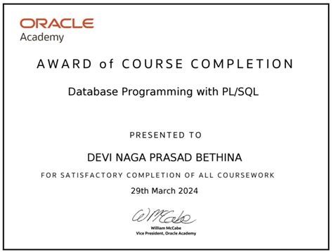 Prasad Bethina On Linkedin Databaseprogramming Plsql Oracleacademy
