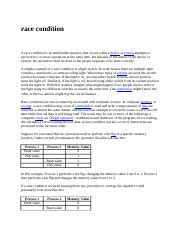 Race Condition Docx Race Condition A Race Condition Is An Undesirable Situation That Occurs