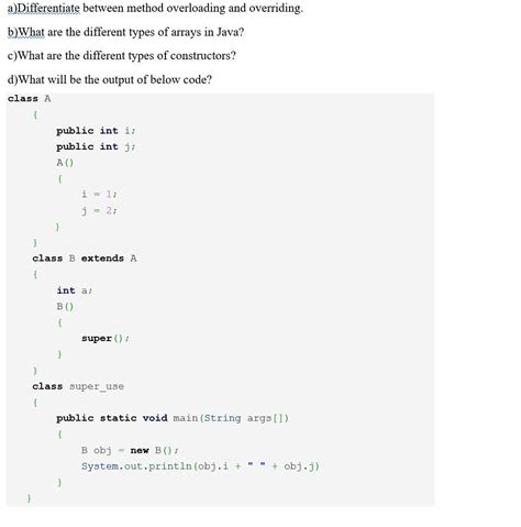 Solved Adifferentiate Between Method Overloading And