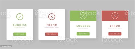 성공 및 오류 메시지 Ui 배너 벡터 디자인 예 및 인터페이스 요소가 아닙니다 표시 및 문장 아이콘을 확인합니다 승인 및 거부
