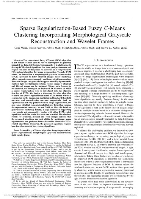 Pdf Sparse Regularization Based Fuzzy C Means Clustering