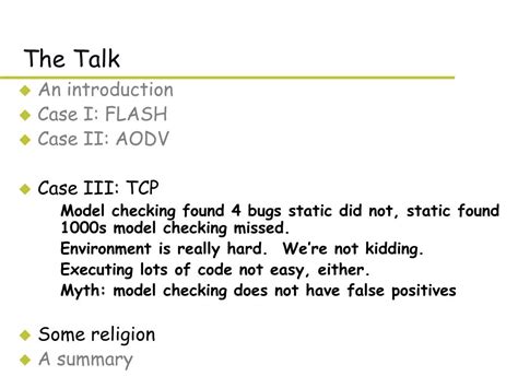 Ppt Experiences Using Static Analysis And Model Checking For Bug Finding Powerpoint Presentation