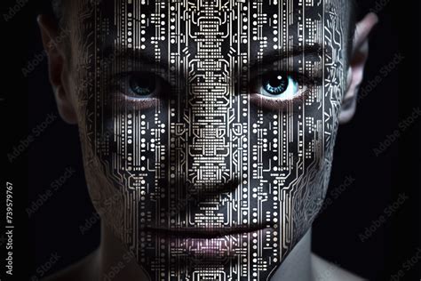 Face Cyber Man Young Hacker In Data Security Concept Program Development Concept Cybercrime