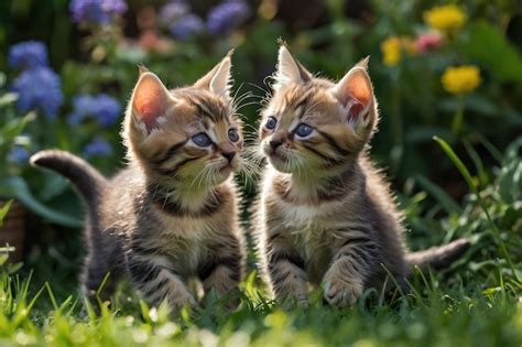 Premium Photo Pair Of Playful Kittens Playing In The Garden