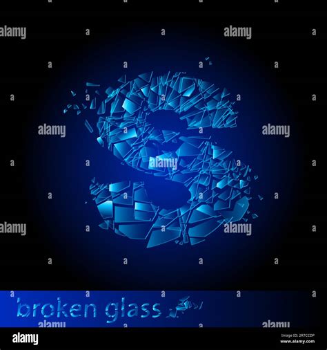 one letter of broken glass s illustration on black background stock vector image and art alamy
