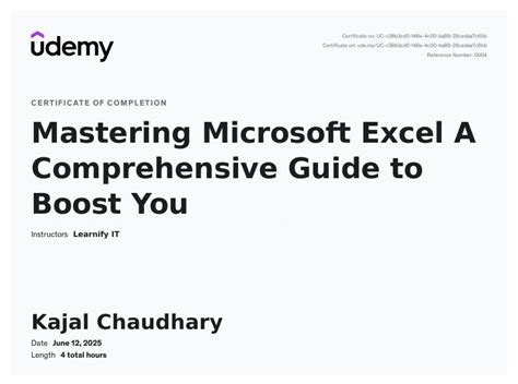 Excited To Share That Ive Completed The Mastering Microsoft Excel A