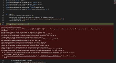 Fehlermeldung Bei Python Selenium Webseite Programmieren Visual