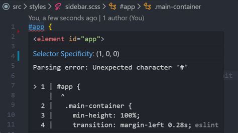 Eslint Parsing Error Unexpected Character In Scss Stack Overflow