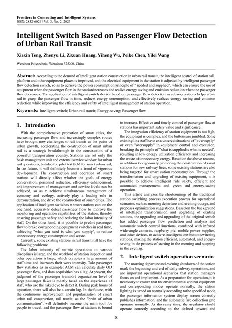 Pdf Intelligent Switch Based On Passenger Flow Detection Of Urban Rail Transit