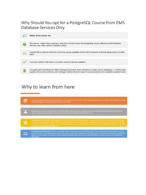 Why Should You Opt For A Postgresql Course From Ems Database Services