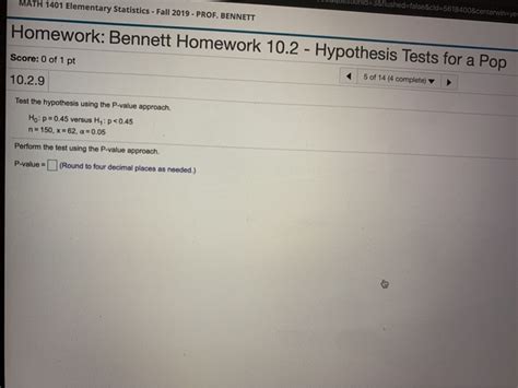 Solved Math 1401 Elementary Statistics Fall 2019 Prof