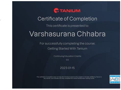 Varsha Surana Chhabra On Linkedin Tanium Certificate Of Completion