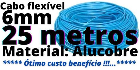 Cabo Flexivel 6mm Rolo Fio 25 Metros Anti Chamas ATN FIOS E CABOS Cabo Fio Elétrico