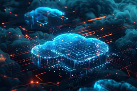 A Cloud Computing Network With Glowing Lines And Dots Premium Ai Generated Image