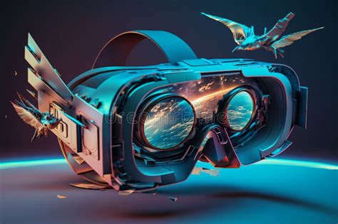 Futuristic Virtual Reality Headset Vr Glassesdigital Game Technology