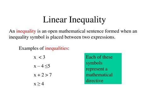PPT Linear Inequalities PowerPoint Presentation Free Download ID