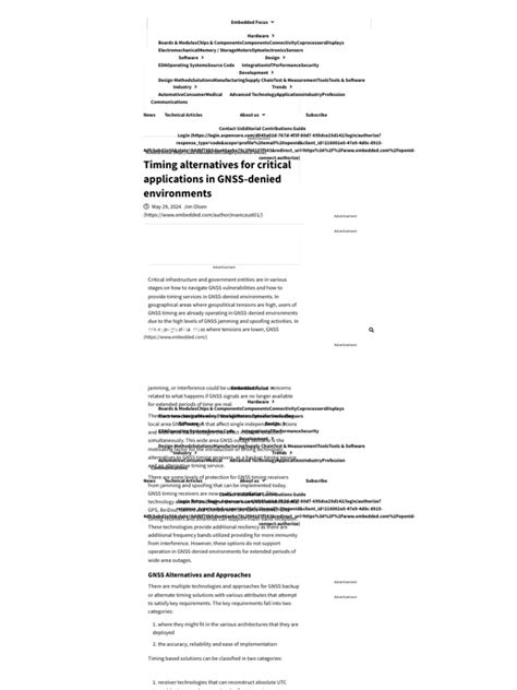 Timing Alternatives For Critical Applications In Gnss Denied Environments Pdf Global