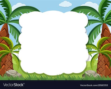 Frame Design Template With Many Trees Royalty Free Vector