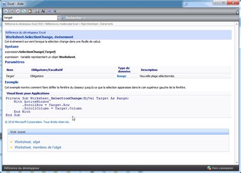 Probléme Affichage Aide Excel Vba