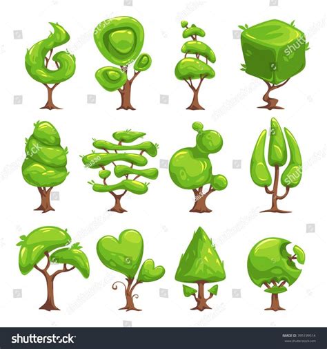 在 Shutterstock 收藏中查找 搞笑卡通幻想造型树组，矢量自然元素，隔离在白色 张高清库存图片和其余几百万张免版税库存照片、插图和矢量图。 每天添加几千张全新的高品质图片